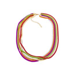 Steuer Modeschmuck Kette Metal multi mehr reihig pink, gr&uuml;n, orange, rot, gold, wei&szlig;