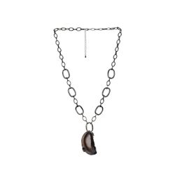 Steuer Modeschmuck Anh&auml;nger mit Kette Achatanh&auml;nger grau 85 cm