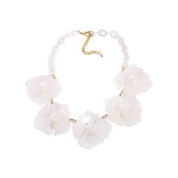 Steuer Modeschmuck Collierkette Bl&uuml;tencollier in der Farbe wei&szlig;/perlmutt