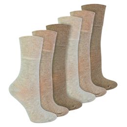 IOMI - 6 Pack Damen Diabetiker Bambus Socken | Extra breite nahtlose lockere nicht elastische Socken f&uuml;r Frauen - Beige