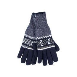 Heat Holders Gestreifte Herren Nordic Fairisle Zig Zag gestrickt Fleece gef&uuml;ttert warme Handschuhe