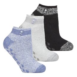 Heat Holders W&auml;rmehalter - 3-Paar-Multipack Damen-Slipper-Socken mit Grippern - Pisa 1