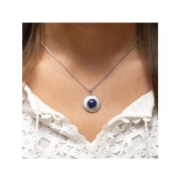 ZEEme Gemstones Halskette Silber 925 rhodiniert 42+3cm glanz/matt mit echtem Lapis 10mm