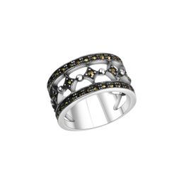 ZEEme Gemstones Ring Silber 925 oxidiert mit 40x Markasit