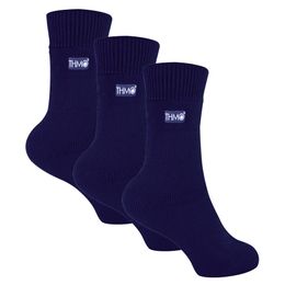 3 Paar Multipack Kinder Thermosocken | THMO | Gerippte weiche Top Fleece flauschige innere warme Socken f&uuml;r Jungen & M&auml;dchen - Marine