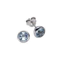 ZEEme Gemstones Ohrringe Silber 925 rhodiniert mit 2x Blautopas (beh.) 7,5mm