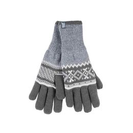 Heat Holders Gestreifte Herren Nordic Fairisle Zig Zag gestrickt Fleece gef&uuml;ttert warme Handschuhe
