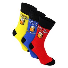 3 Paar Herren Freizeit-Socken aus Baumwollmischung | Lustige Essen- und Getr&auml;nkespr&uuml;che | Geschenkidee
