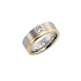 ZEEme Stainless Steel Ring Edelstahl zweifarbig glanz/mattiert mit wei&szlig;em Zirkonia