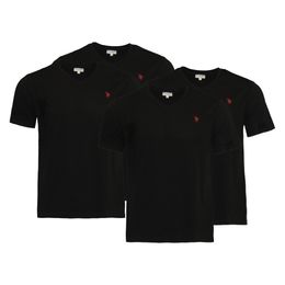 U.S. Polo Assn. 4 PACK V-Ausschnitt - T-Shirt basic in Schwarz