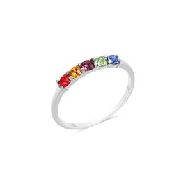 ZEEme Silber Ring Silber 925 rhodiniert mit bunten Kristallen