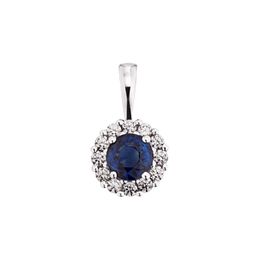 OROLINO Anh&auml;nger Gold 585 mit 12x Brillant zus. 0,12ct. und Safir blau