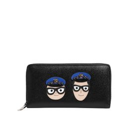 Dolce & Gabbana Dolce & Gabbana Schwarze Leder #DGFAMILY Rei&szlig;verschluss Continental Herrenportemonnaie