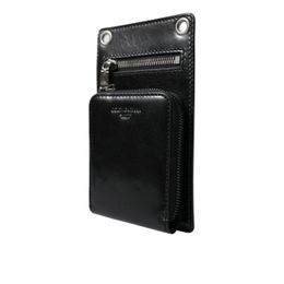 Dolce & Gabbana Dolce & Gabbana Geldb&ouml;rse Schwarzes Pferdeleder Rei&szlig;verschluss Logo Crossbody mit Handyfach