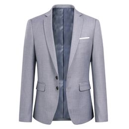 Allthemen Hellgrauer Blazer mit zwei Kn&ouml;pfen