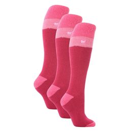 Heat Holders - 3er-Pack Ladies Thermal Knee High Ski Socks | WoMens Thick Winter 2.3 TOG Long Skiing Socks - Raspberry / Light Pink