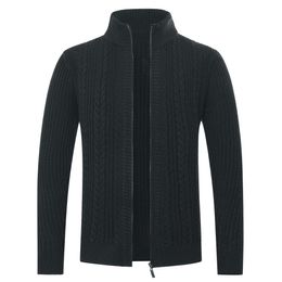 Allthemen Herren Strickjacke mit Rei&szlig;verschluss Cardigan Grobstrick mit Stehkragen Schwarz