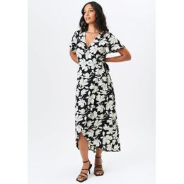 Blumenmuster Wickel-Midi-Kleid