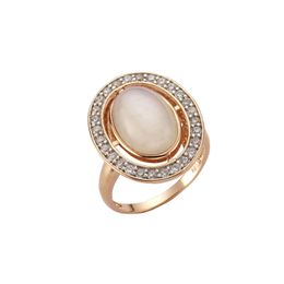 ZEEme Gemstones Ring Silber 925 ros&eacute; vergoldet mit echtem Mondstein Zirkonia
