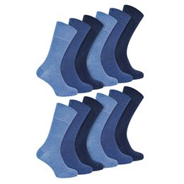 IOMI - 12 Paar Multipack Herren Diabetiker Bambus Socken | Extra breite nahtlose Socken mit nicht elastischen sanften Grip Top - Marineblau