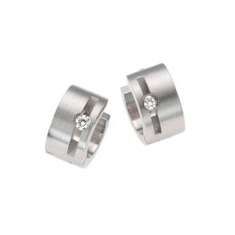 ZEEme Stainless Steel Ohrringe Edelstahl mit wei&szlig;em Zirkonia 13mm Durchmesser