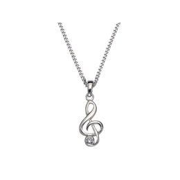 ZEEme Silber Halskette Silber 925 rhodiniert Notenschl&uuml;ssel mit Zirkonia wei&szlig;