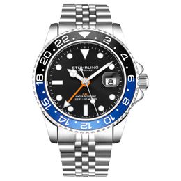 Schwarz und Blau Meridian GMT Quarz 42mm