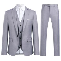 Allthemen 3-teiliger Slim Fit Ein-Knopf-Modeanzug in Grau