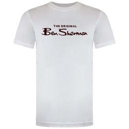 Ben Sherman Gro&szlig;es Logo Herren Wei&szlig;es T-Shirt