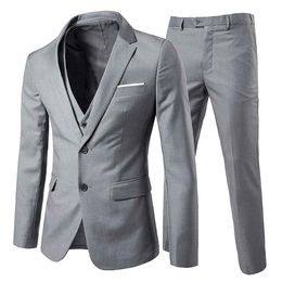 Allthemen Grauer 3-teiliger Slim Fit-Anzug