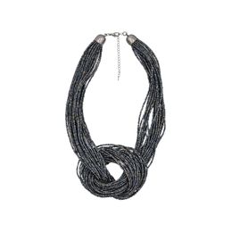 Steuer Modeschmuck Collierkette Vielreihig aus kleinen Perlchen, gro&szlig;er Knoten in der Mitte