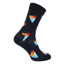 Fisch und Chips Socken | Happy Socks | Atmungsaktive Lustige Bunte Baumwolle Geschenk-Socken - Denim