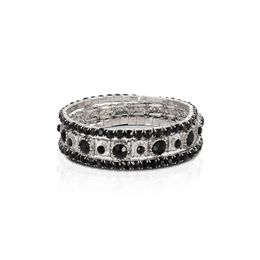 Steuer Modeschmuck Armband Set aus 3 Strecharmb&auml;ndern rhodiumf.-schwarz