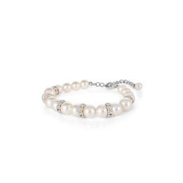 Steuer Modeschmuck Armband Glasperlenarmband wei&szlig; mit Strasszierde
