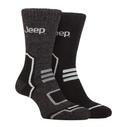 Mens Thermal Winter Socken | JEEP | Thick Ribbed Design Warm gestrickt Boot Socken | Chunky Performance Socken - Schwarz / Charcoal