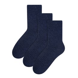3 Paar Womens Wool Dress Socks | Steven | Ladies Breathable Cushioned Socks - Navy Blue