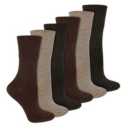 IOMI - 6 Pack Damen Diabetiker Bambus Socken | Extra breite nahtlose lockere nicht elastische Socken f&uuml;r Frauen - Dunkelbraun