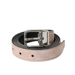 Dolce & Gabbana Dolce & Gabbana Beiger Wildleder Lederg&uuml;rtel mit Silberner Schnalle f&uuml;r M&auml;nner