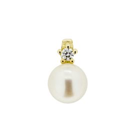 OROLINO Anh&auml;nger 585 Gold mit Brillant 0,03ct. + Perle wei&szlig; 5,5-6mm