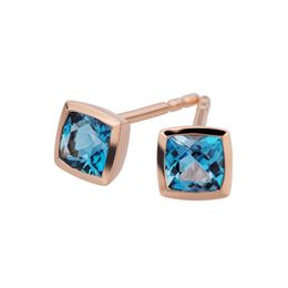 OROLINO Ohrringe Gold 585 ros&eacute; mit 2x Blautopas (beh.)