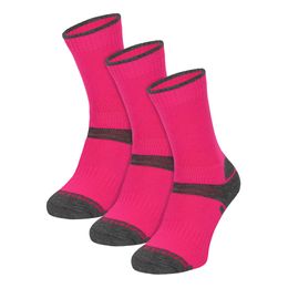 COMODO 3er-Pack Kinder Merinowoll-Wandersocken | Leichte Blasenfreie Socken f&uuml;r Jungen und M&auml;dchen - Pink