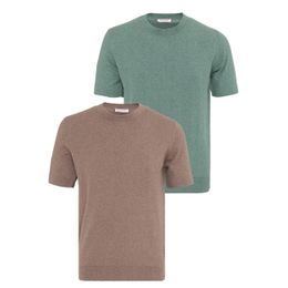 T-Shirt Basic-Strick-T-Shirt, 2Er-Pack