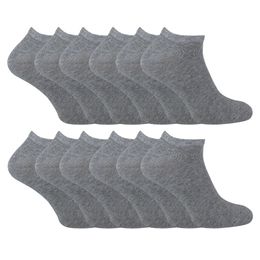 Socken Snob - 12 Paar Multipack Herren Quarter Trainer Socken - Grau