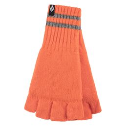 Heat Holders Herren gestrickt fingerlose reflektierende Handschuhe f&uuml;r den Winter | W&auml;rmehalter | Thermal Hi Viz Arbeitshandschuhe - Orange