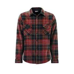 Heat Holders Gesteppte karierte Herren-Winterjacke | W&auml;rmehalter | Langarm-Karohemd | Karomuster - Karminrot / Schwarz