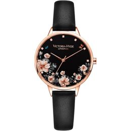VICTORIA HYDE Uhr Green Park Flower Leder, schwarz