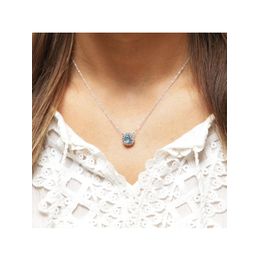 ZEEme Gemstones Halskette Silber 925 rhodiniert 42+5cm mit Blautopas (beh.) 8mm