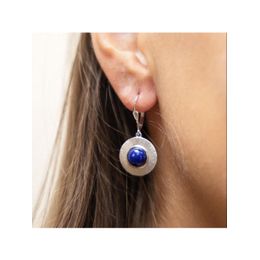 ZEEme Gemstones Ohrringe Silber 925 rhodiniert glanz/matt mit echtem Lapis 8mm