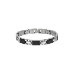 ZEEme Stainless Steel Armband Edelstahl poliert mit Carbon-Einlagen 20,5cm lang