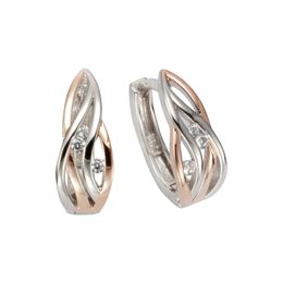 ZEEme Silber Ohrringe Silber 925 zweifarbig 6x Zirkonia wei&szlig;